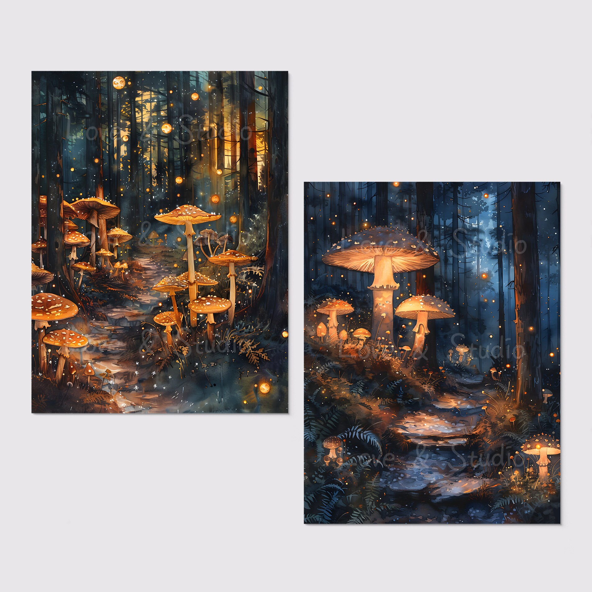 25 Dreamscape Mushroom Forest Digital Paper, Dark Fantasy Backdrop ...