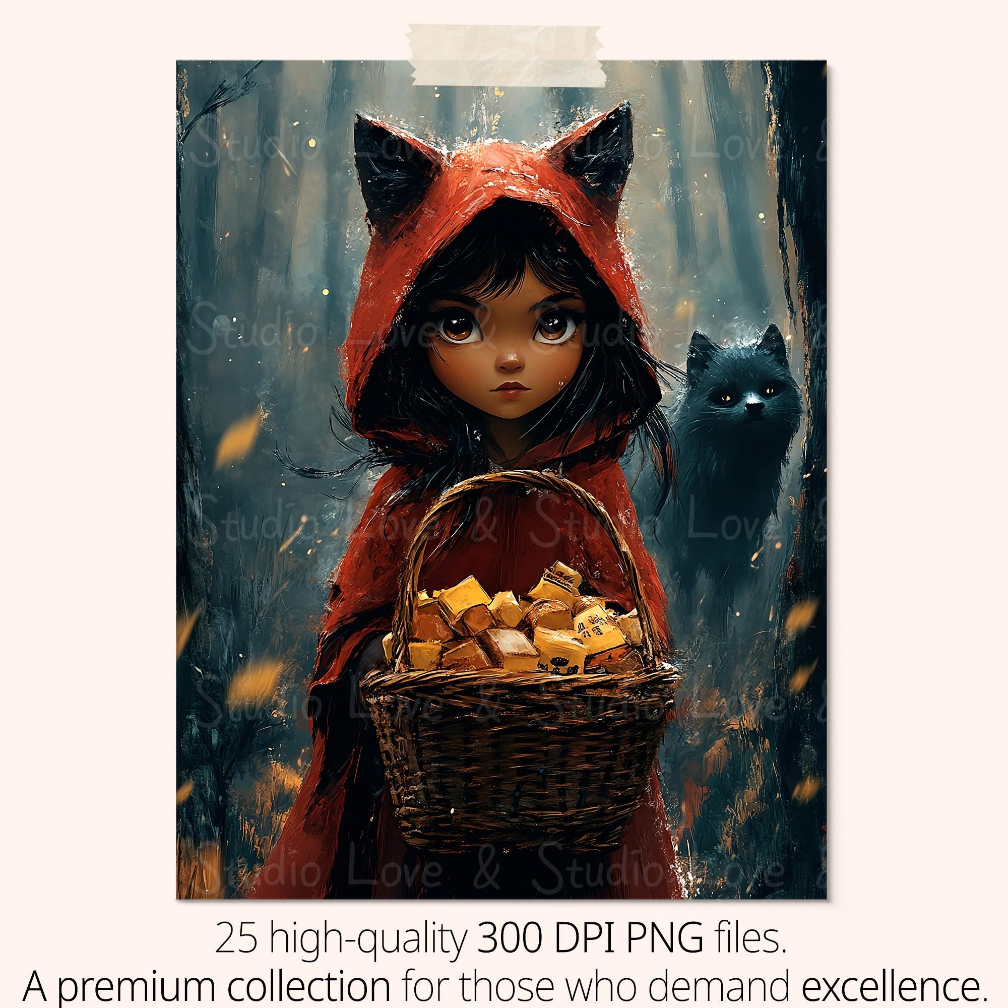 25 Little Red Riding Hood Digital Paper, Timeless Black Fairytales ...