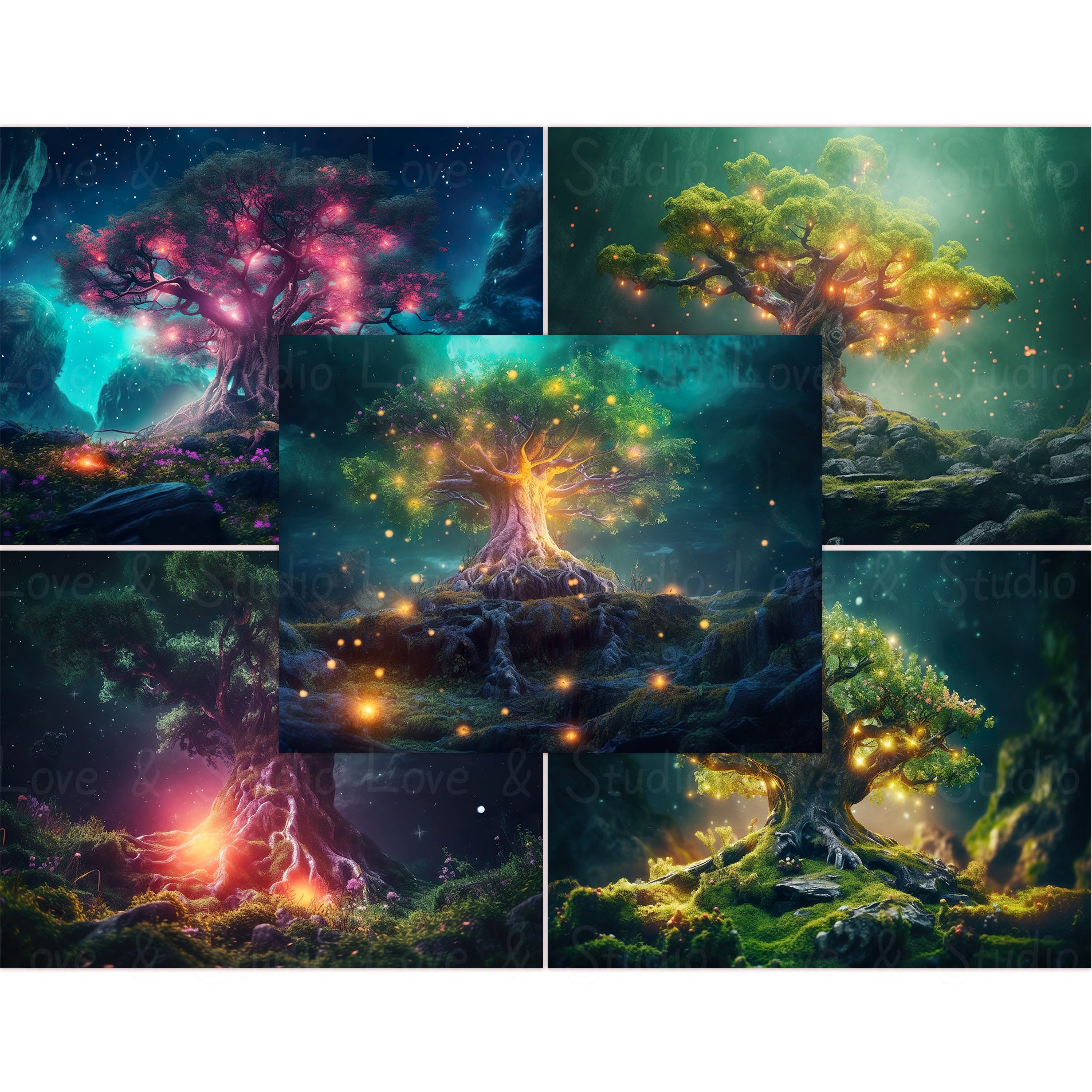 25 Enchanted Fantasy Tree Digital Paper Printable Mysterious - Etsy