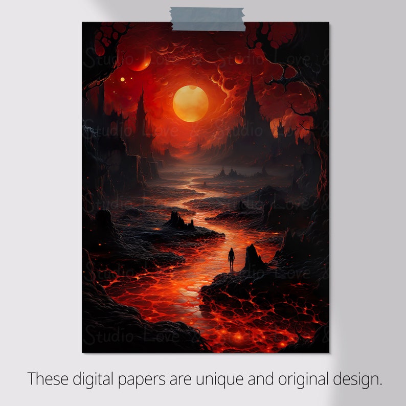 25 Underworld Realm Digital Paper. Watercolor Horror Printable ...