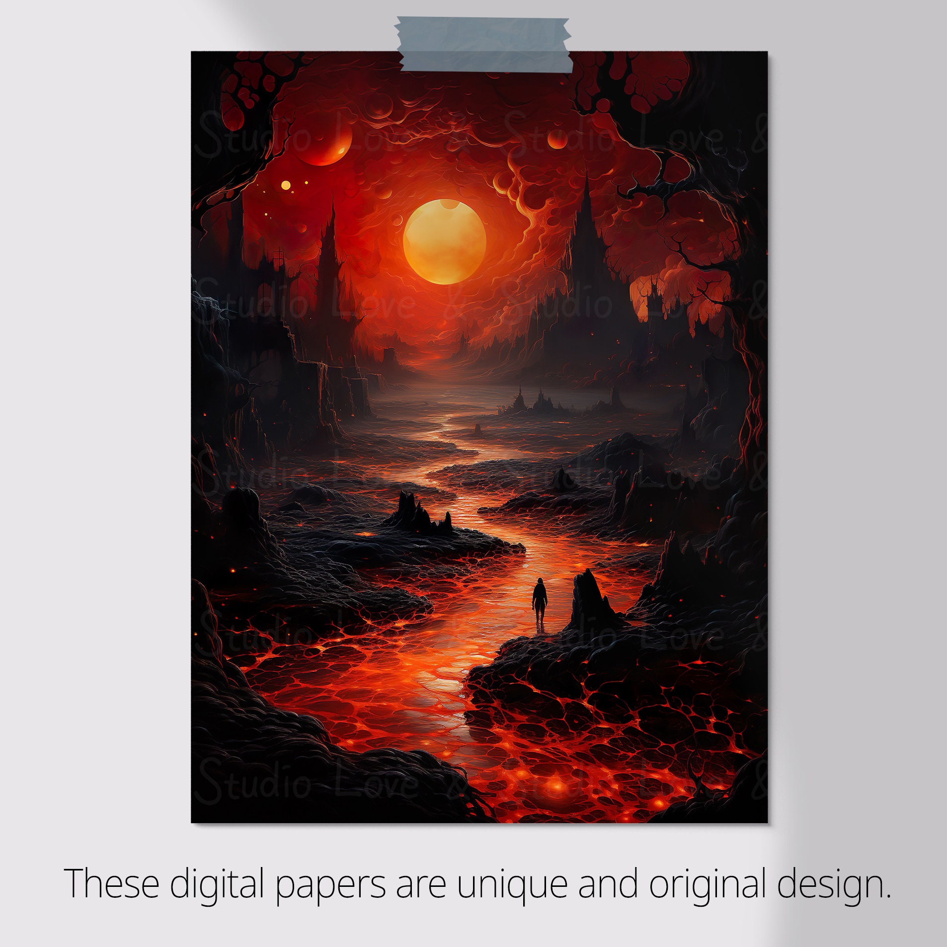 25 Underworld Realm Digital Paper. Watercolor Horror Printable ...