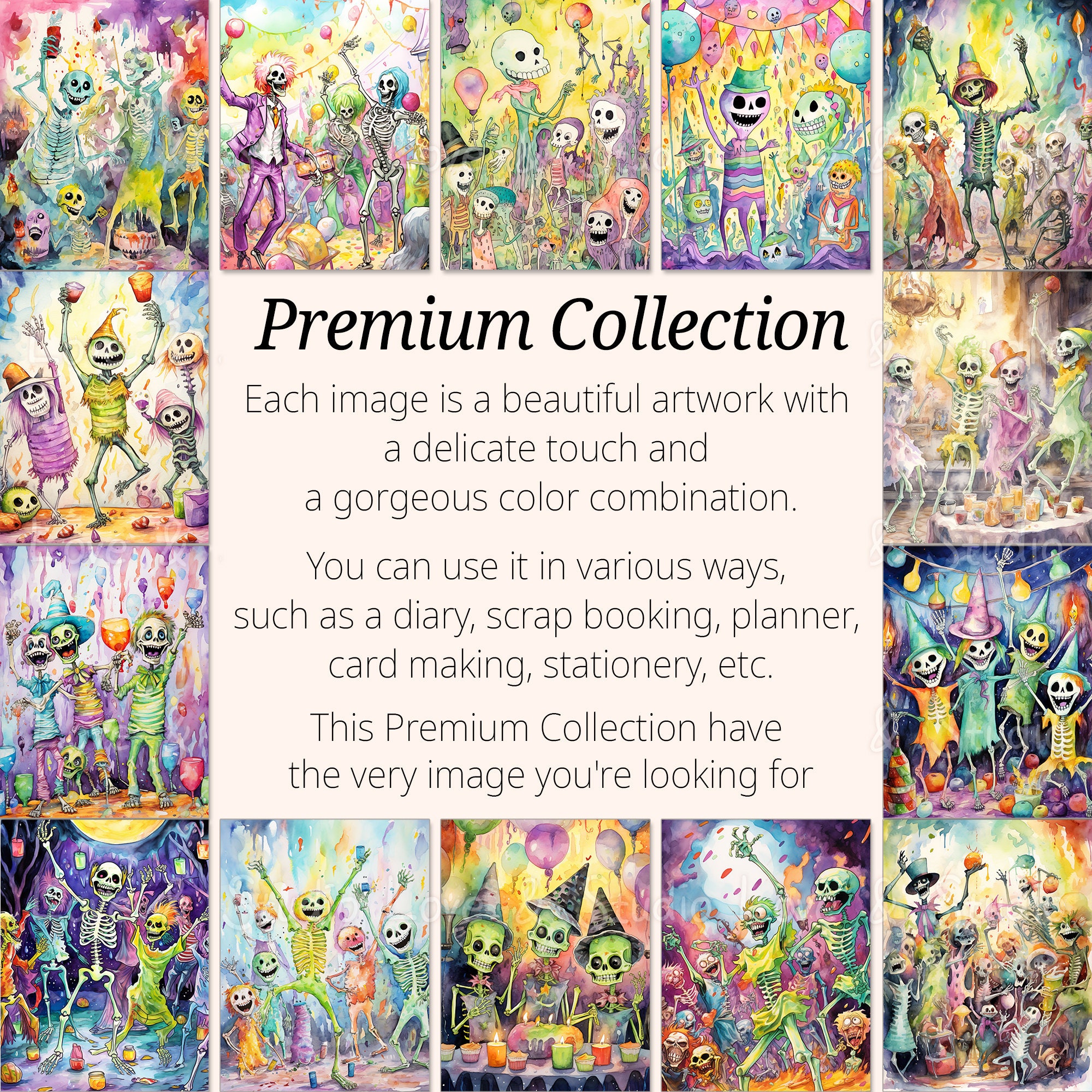 25 Monster Mash Bash Digital Paper, Soft Pastel Shade Watercolor ...