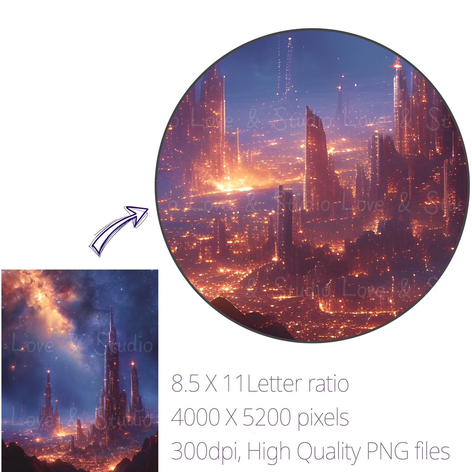 25 Cosmic Interstellar City Digital Paper, Printable Sci-fi Futuristic ...