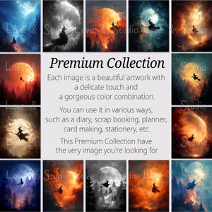 25 Witch Flying on a Broomstick Digital Paper, Printable Dark Fantasy ...