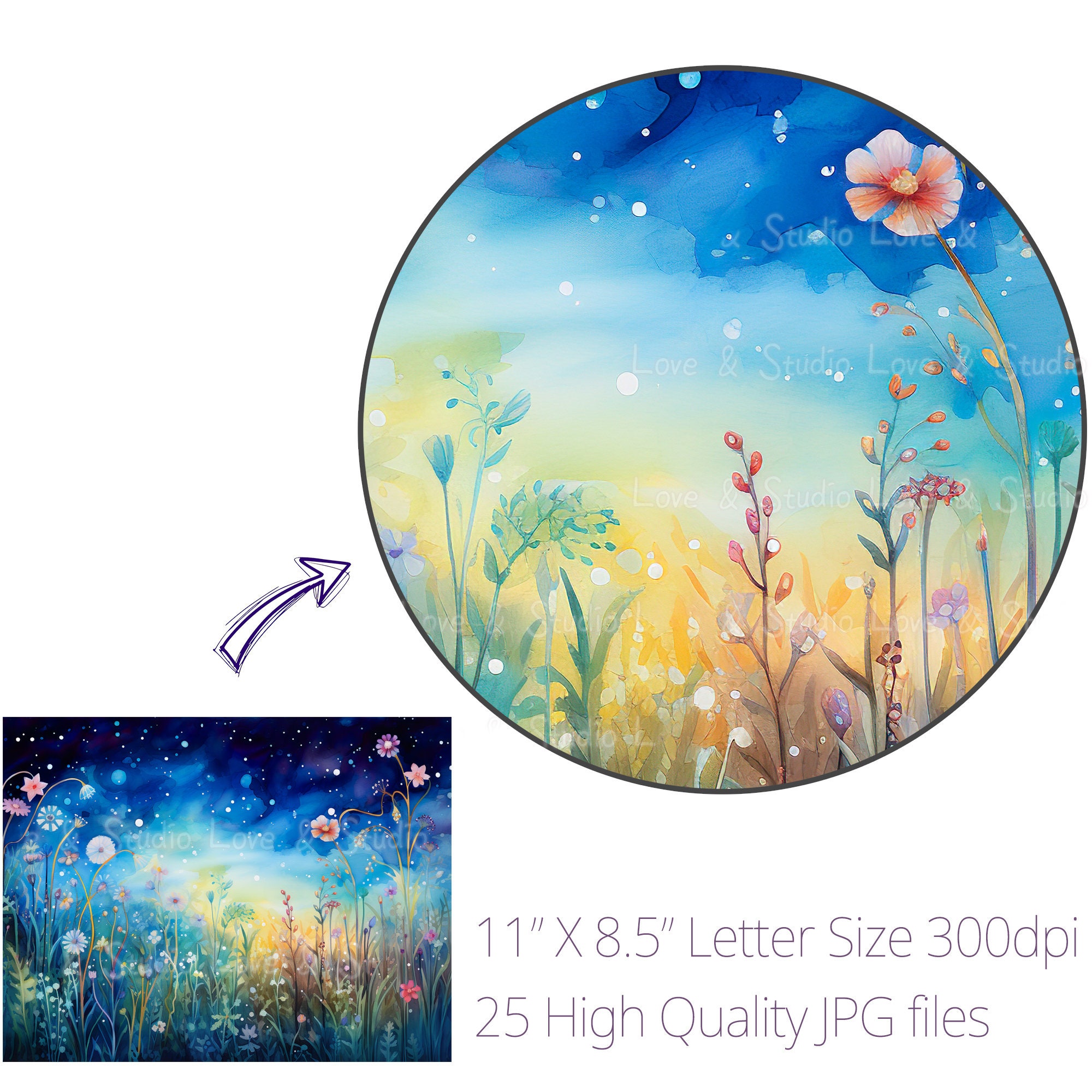 25 Fairy Wonderland Digital Paper, Printable Watercolor Magical Fairy ...