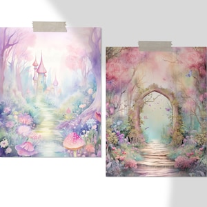 25 Pastel Enchanted Fairy Forest Digital Paper, Soft Pastel Shade ...