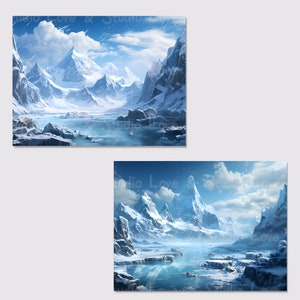 25 A Majestic Snowy Mountain Digital Paper, Fantasy Background. Overlay ...