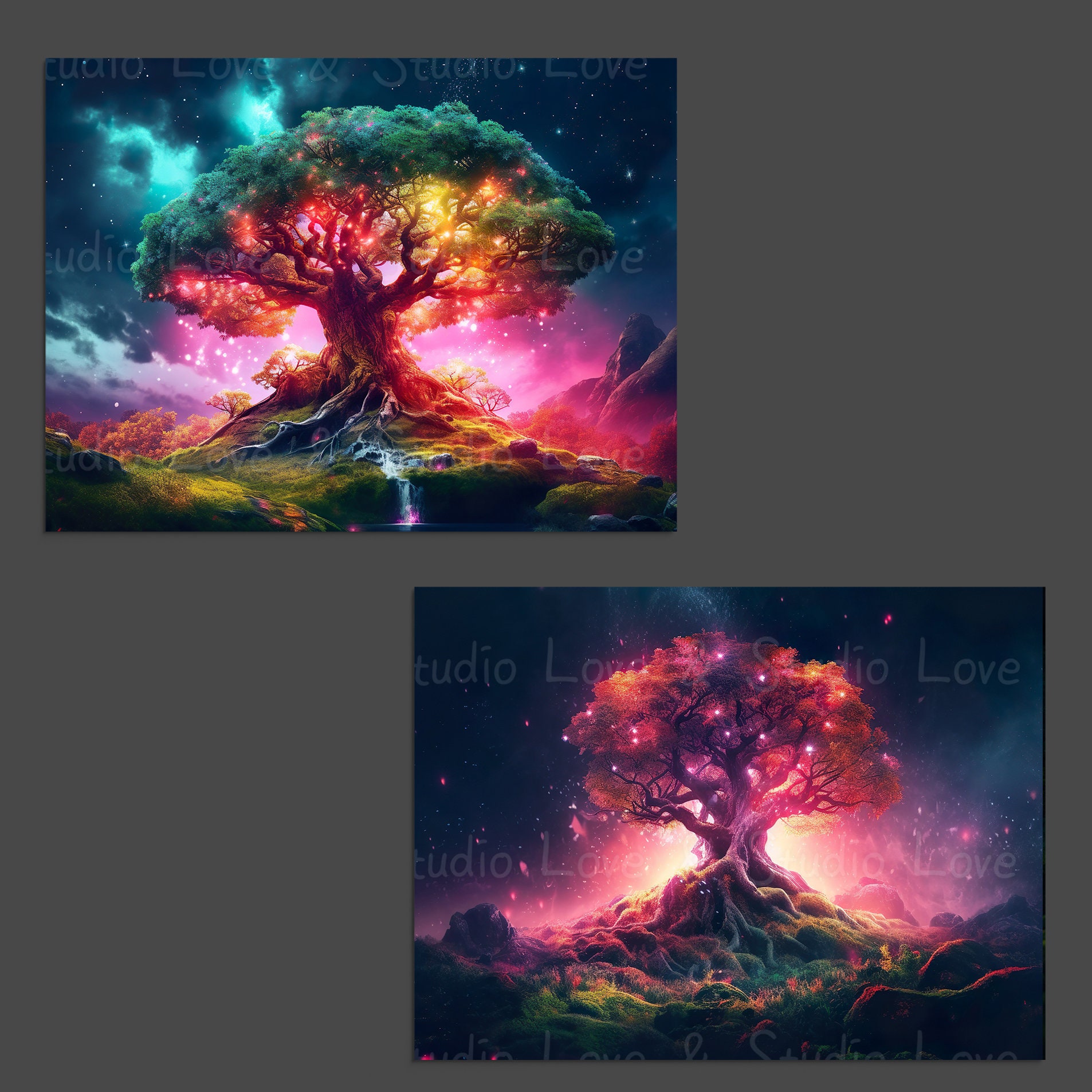 25 Enchanted Fantasy Tree Digital Paper, Printable Mysterious Moss ...