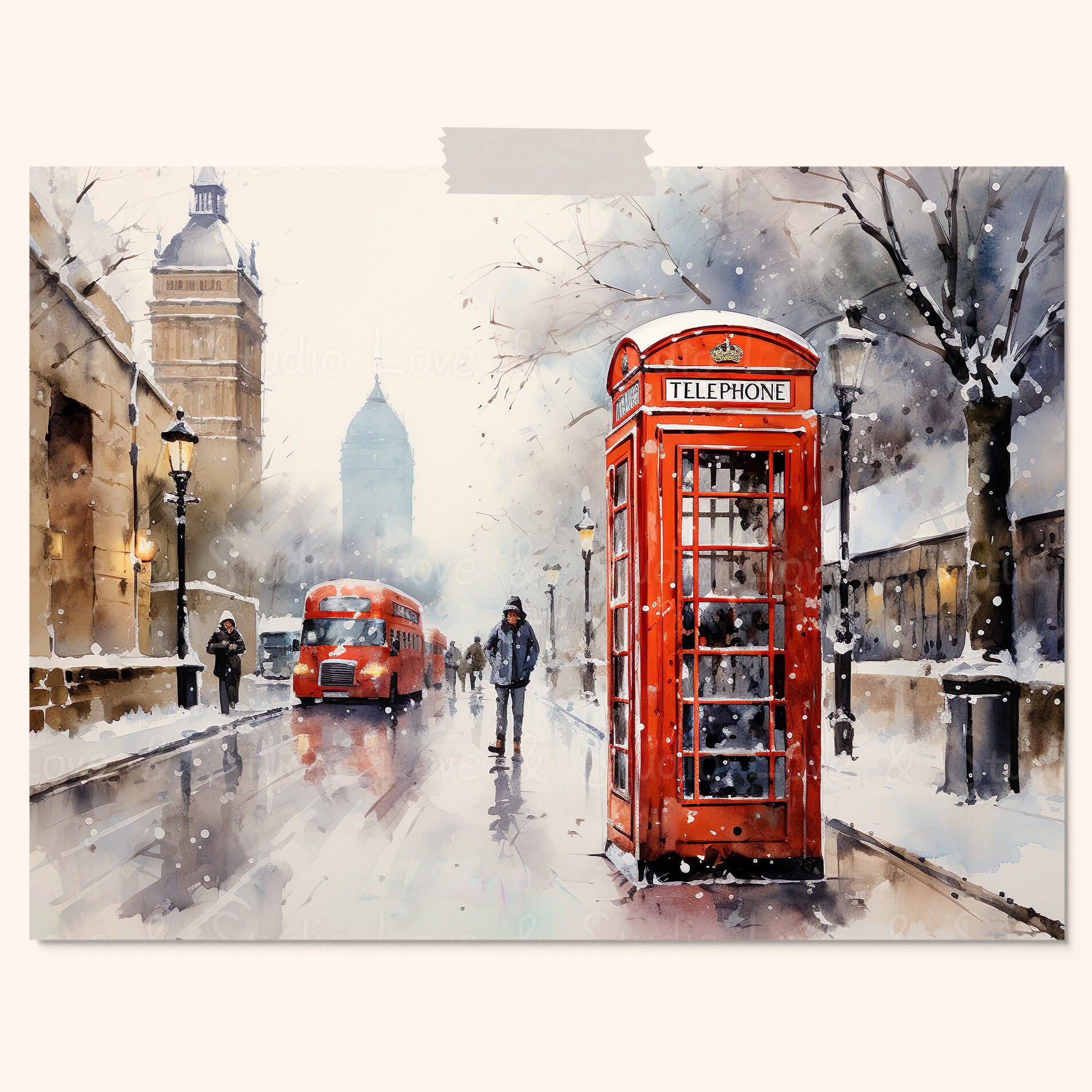 25 Victorian London Christmas Digital Paper, Watercolor Xmas Clipart ...