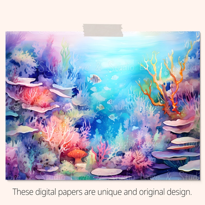 25 Enchanted Pastel Coral Reef Digital Paper, Soft Pastel Shade ...