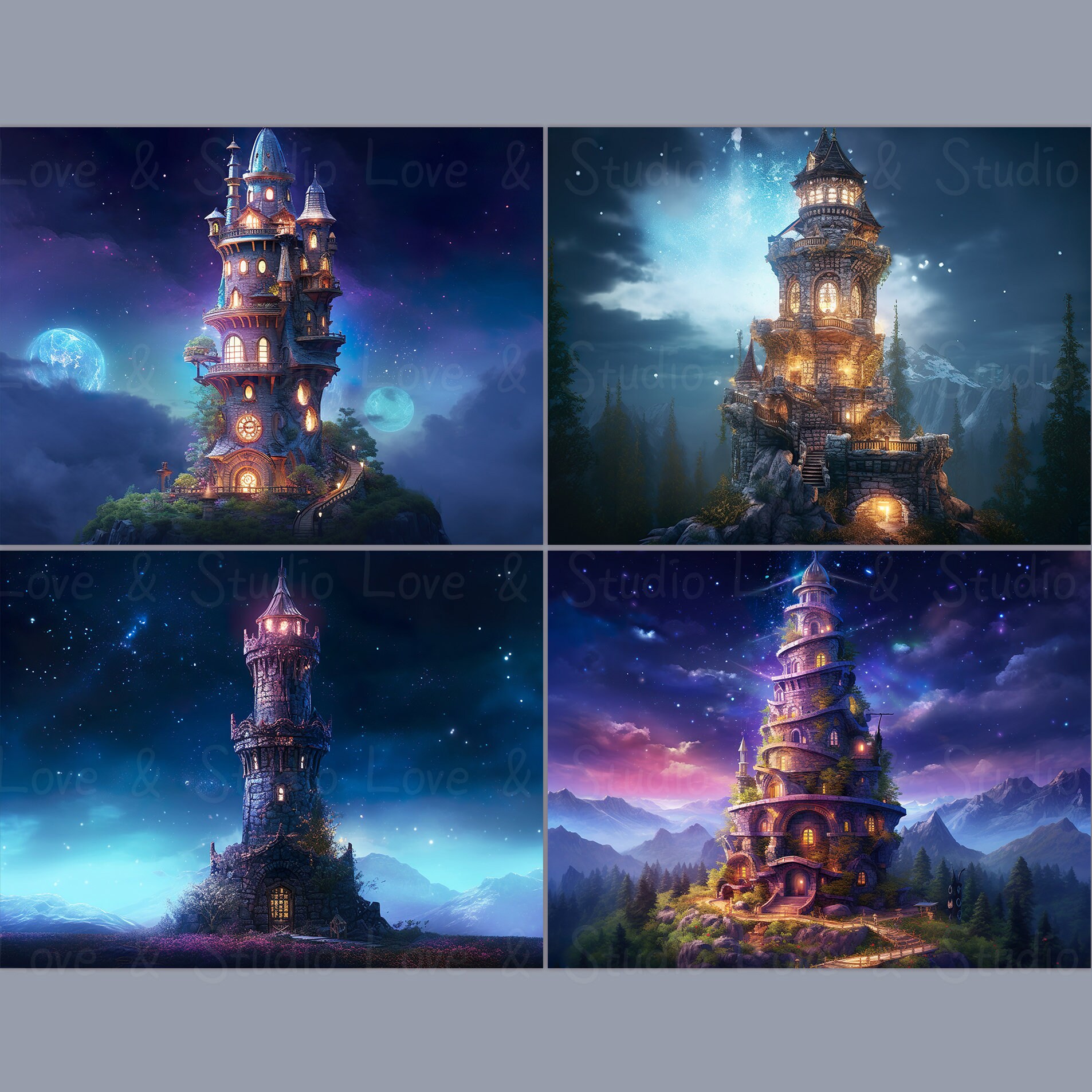 25 Wizard's Tower Digital Paper, Printable the Mysticism Ambiance. A ...