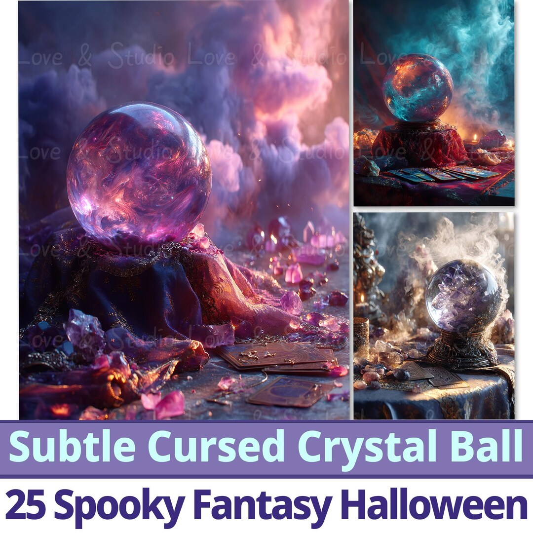 25 Subtle Cursed Crystal Ball Digital Paper, Printable Dark Fantasy ...