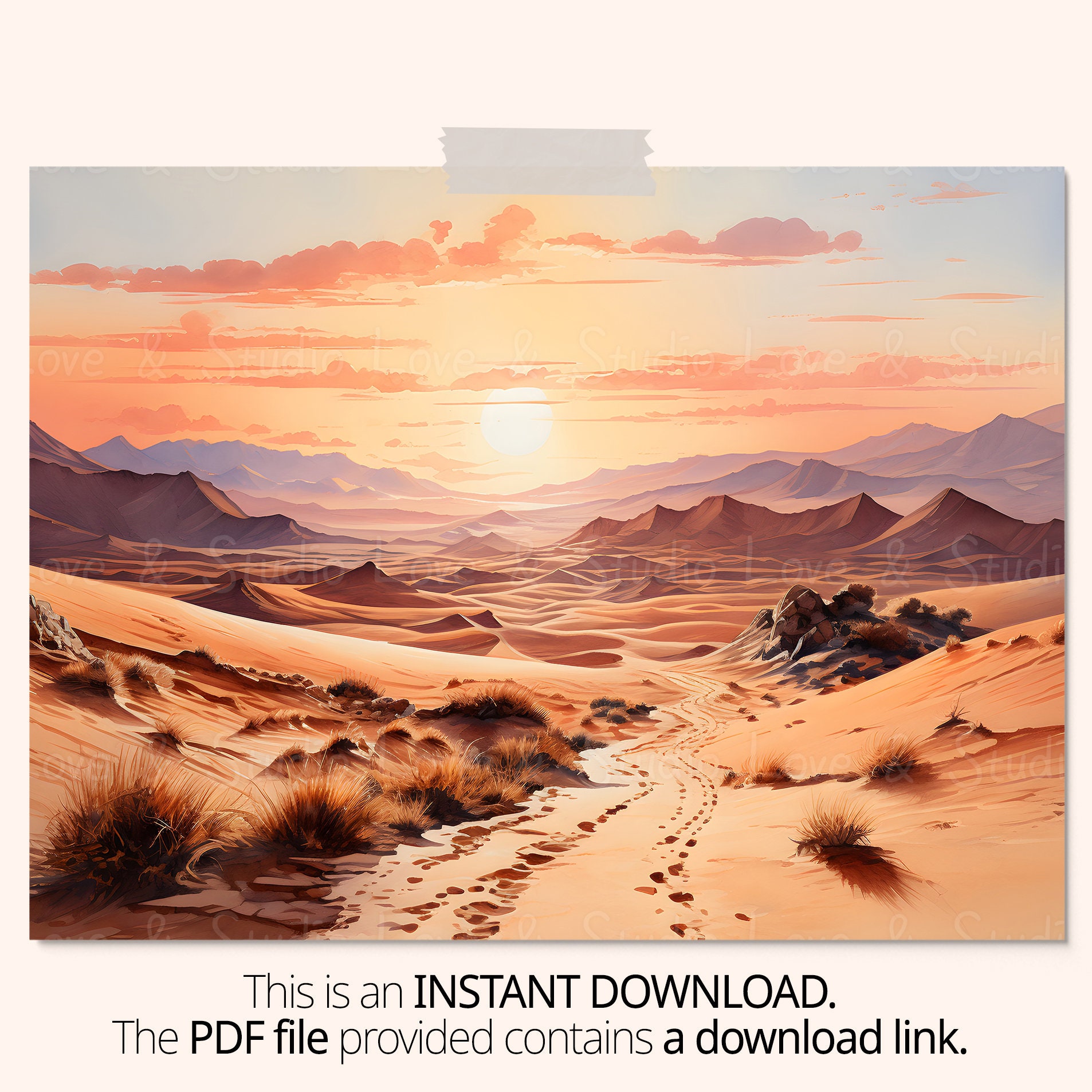 25 Watercolor the Sahara Desert Digital Paper, Landscape Clipart, Sand ...