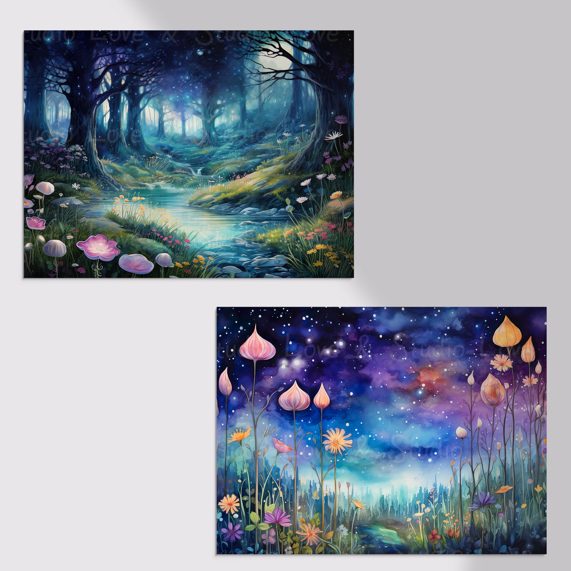 25 Fairy Wonderland Digital Paper, Printable Watercolor Magical Fairy ...