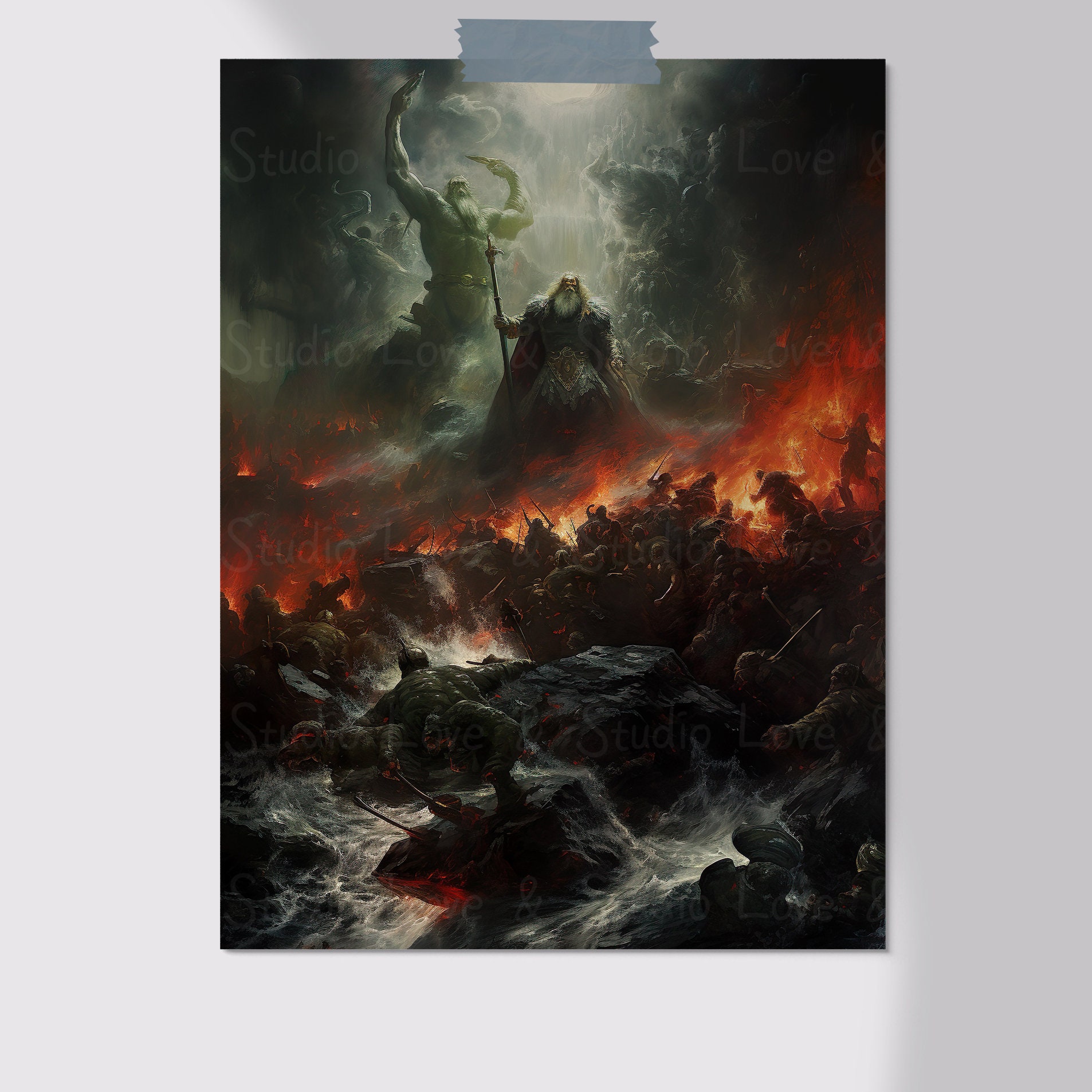 25 Ancient Norse Mythology Ragnarok Digital Paper, the Climactic Battle ...