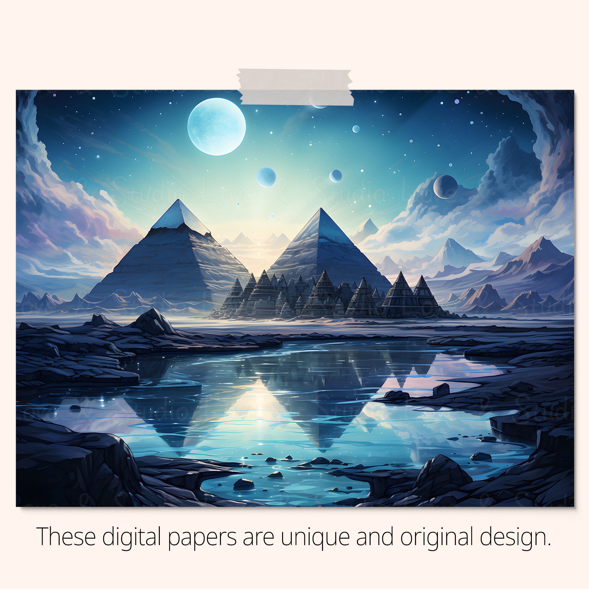 25 the Pyramids in Egypt Digital Paper, Watercolor Desert Landscapes ...
