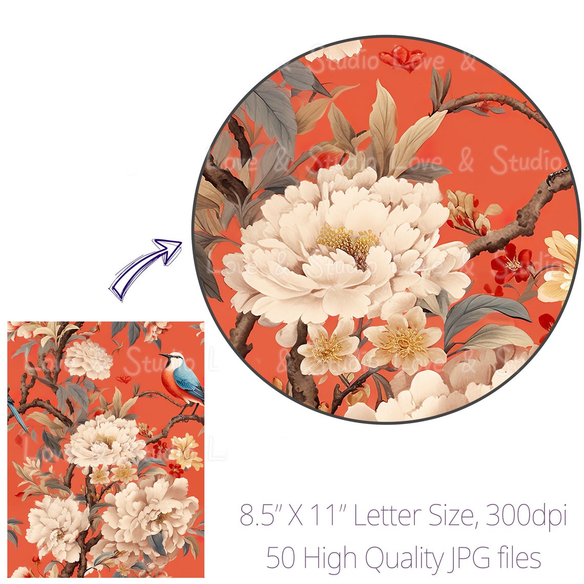 50 Chinoiserie Pattern Seamless Pattern, Vintage Oriental Birds and ...