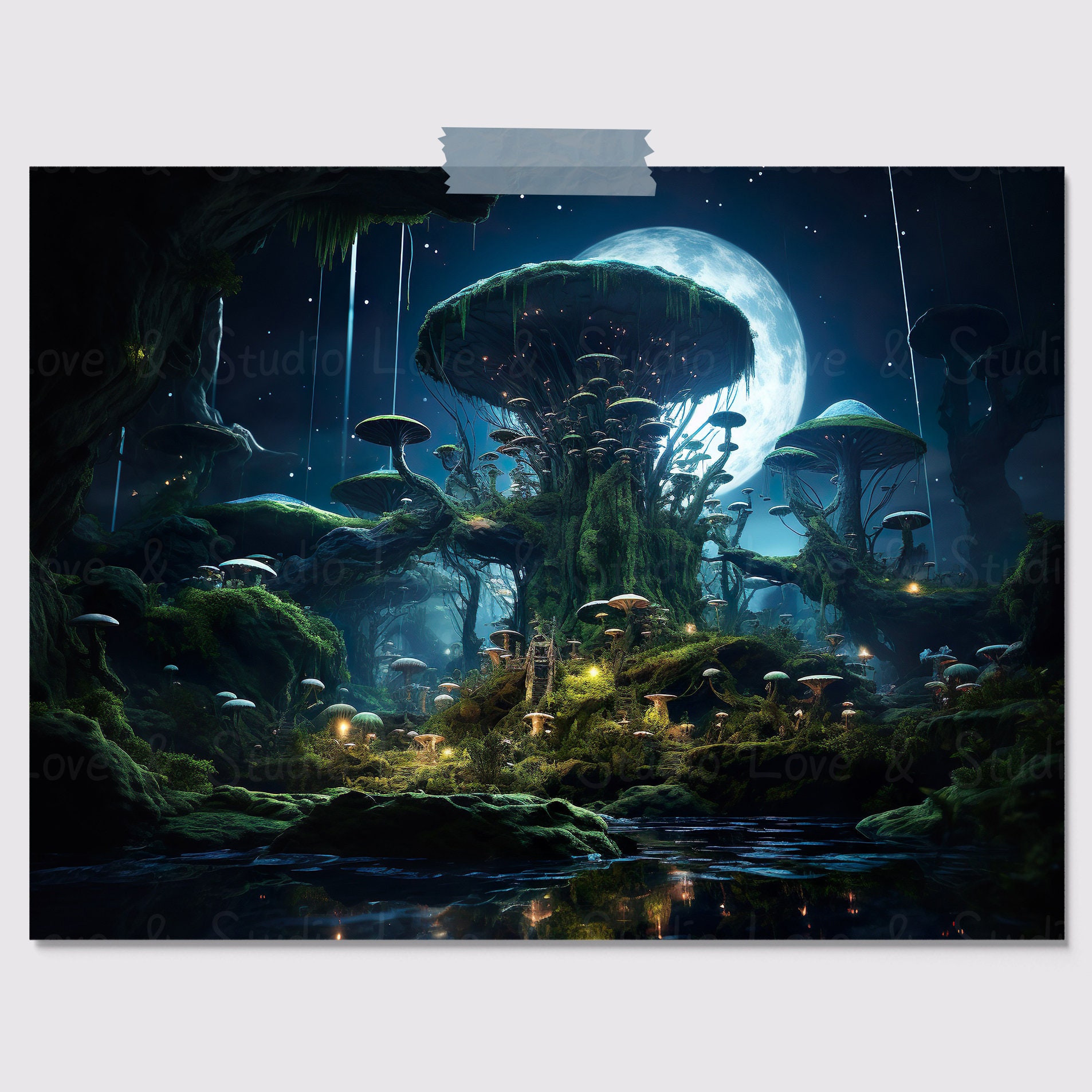 25 Enchanted Fantasy Forest Digital Paper, Printable Mysterious Moss ...