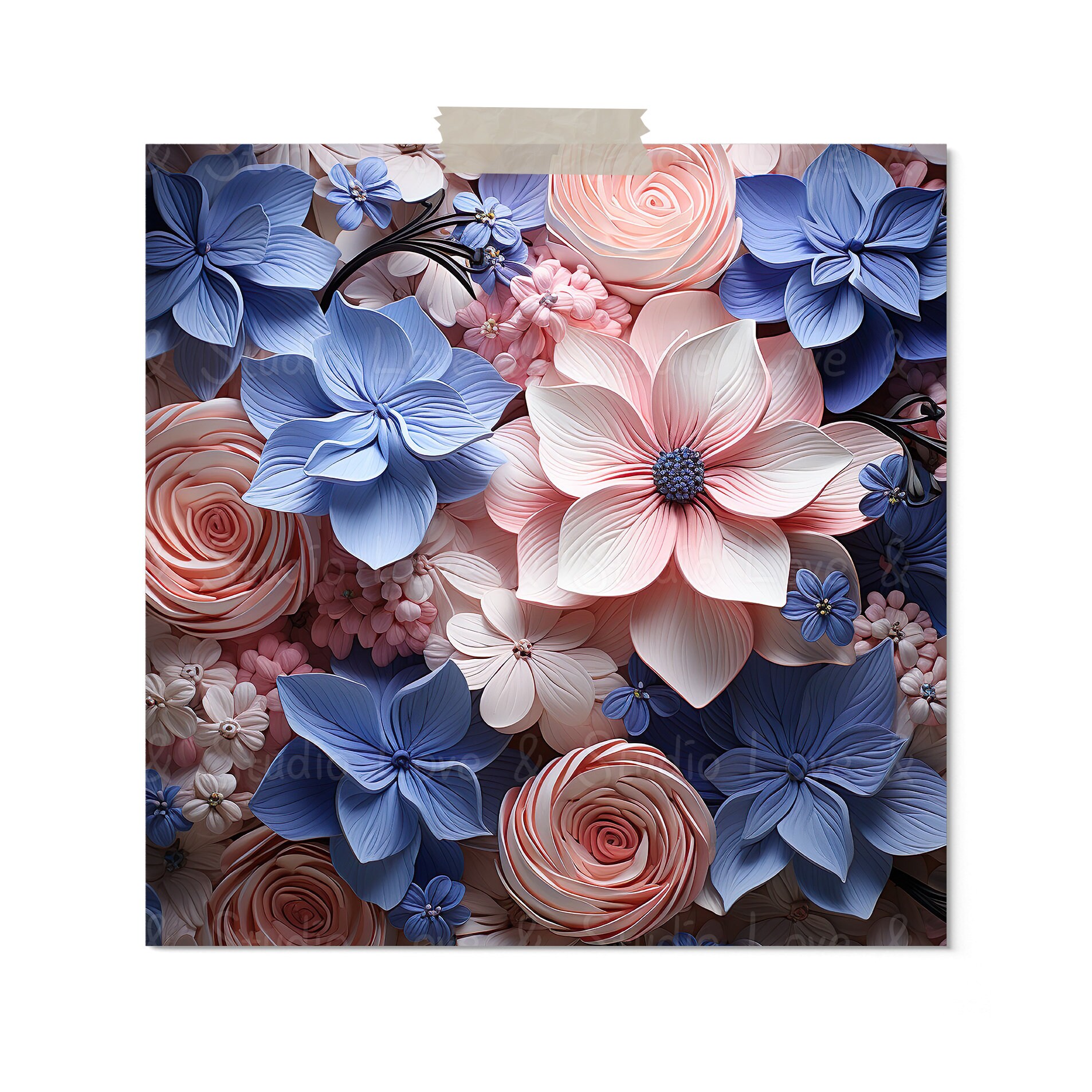 25 3D Floral Digital Paper Hydrangea Flower Medley - Etsy