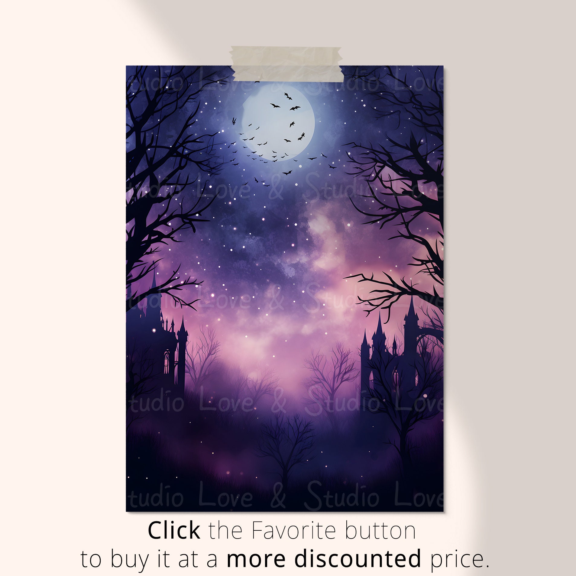 25 Mysterious Night Sky Digital Paper, Watercolor Halloween Party ...