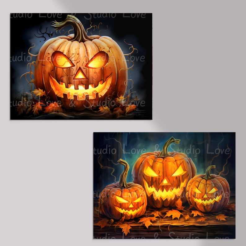 25 Jack O Lanterns Clipart Printable Halloween Pumpkin Wall - Etsy