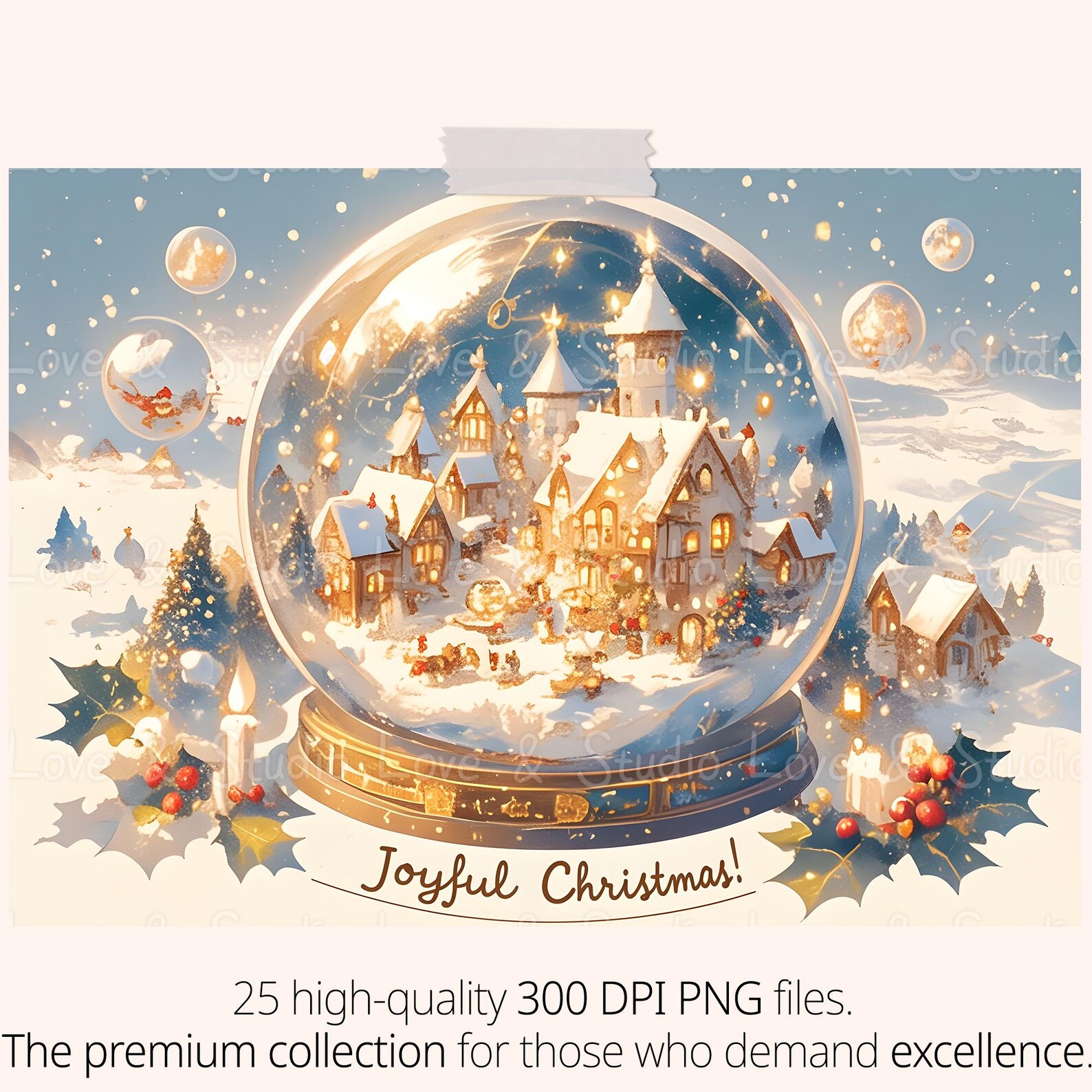25 Sparkling Snow Globe Digital Paper, Winter Wonderland Christmas ...