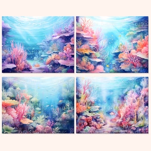 25 Enchanted Pastel Coral Reef Digital Paper, Soft Pastel Shade ...
