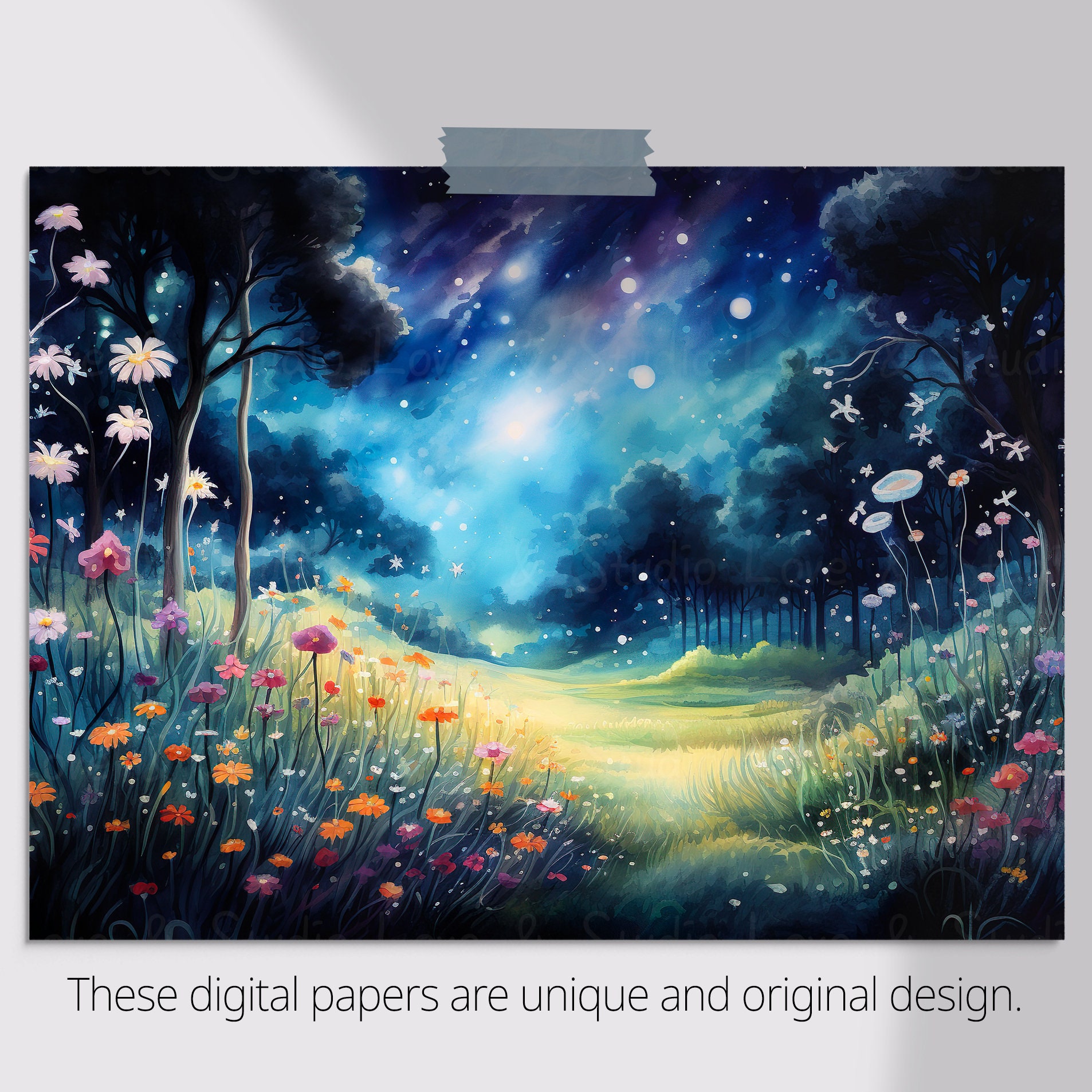 25 Fairy Wonderland Digital Paper, Printable Watercolor Magical Fairy ...