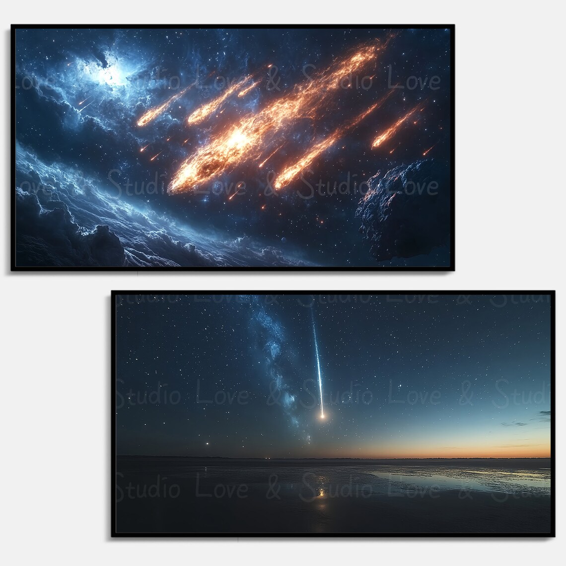 16:9 Comet and Shooting Star Digital Paper. 25 Printable Celestial ...