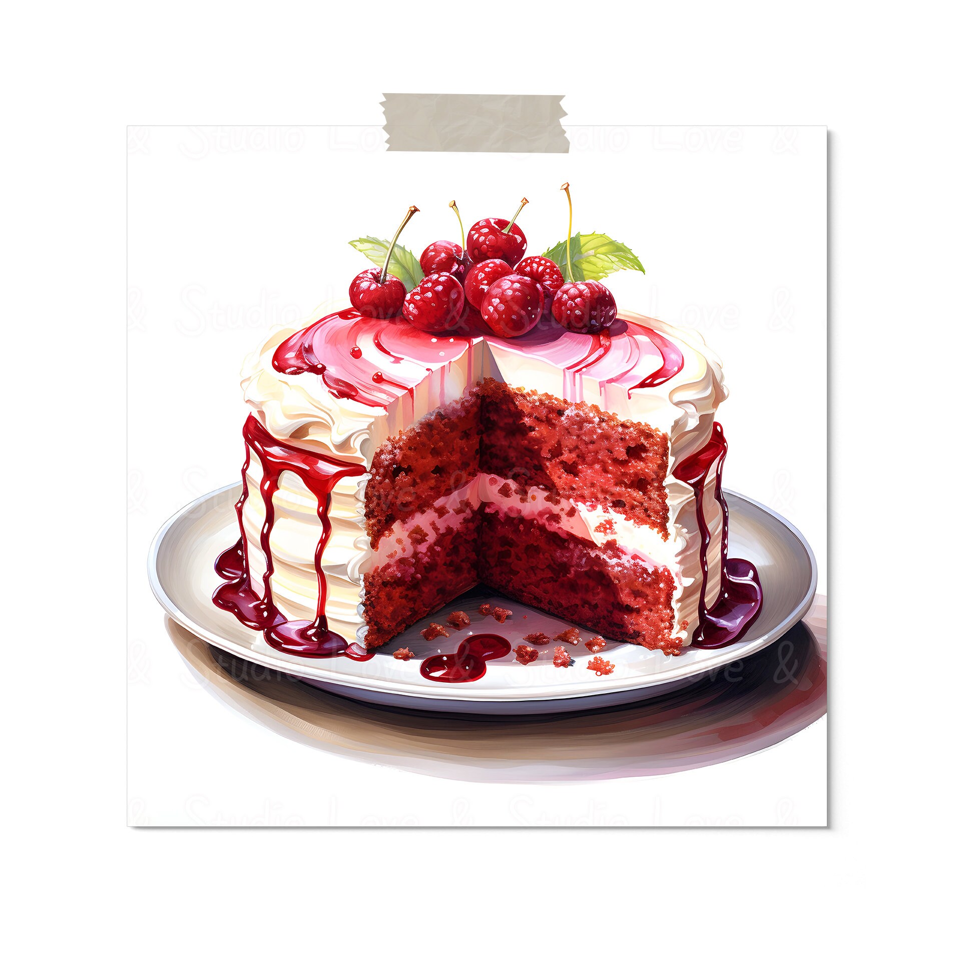 25 Sweet Cream Cake Watercolor Clipart Red Velvet - Etsy