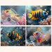 25 Colorful Striped Dancing Fish Portrait Digital Paper, Printable ...