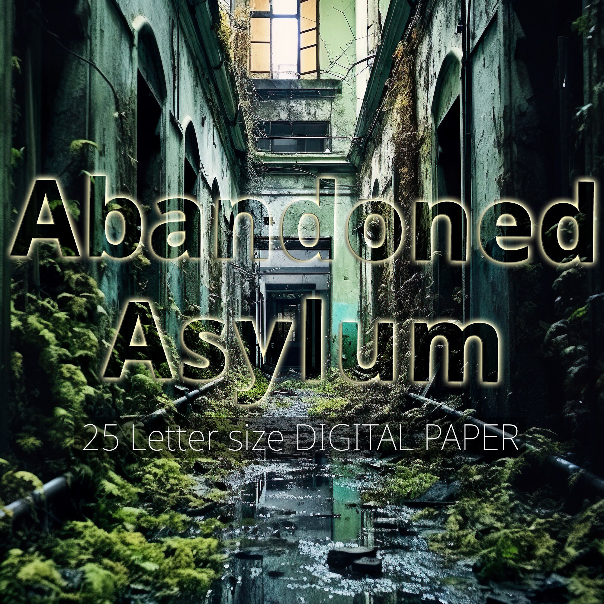 25 Abandoned Asylum Digital Paper. Watercolor Horror Printable ...