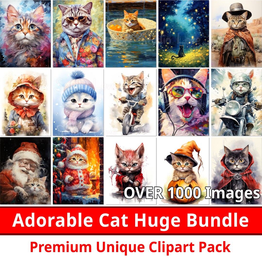 1000+ MEGA OFFERS LIFETIME. Adorable Cat Huge Bundle. All Images for ...