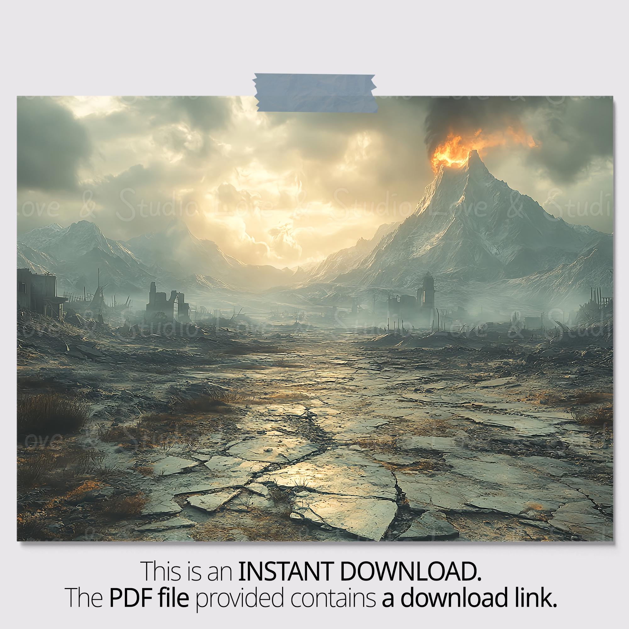 25 Desolate Wasteland Landscape Digital Paper, Dystopia Futuristic Pic ...