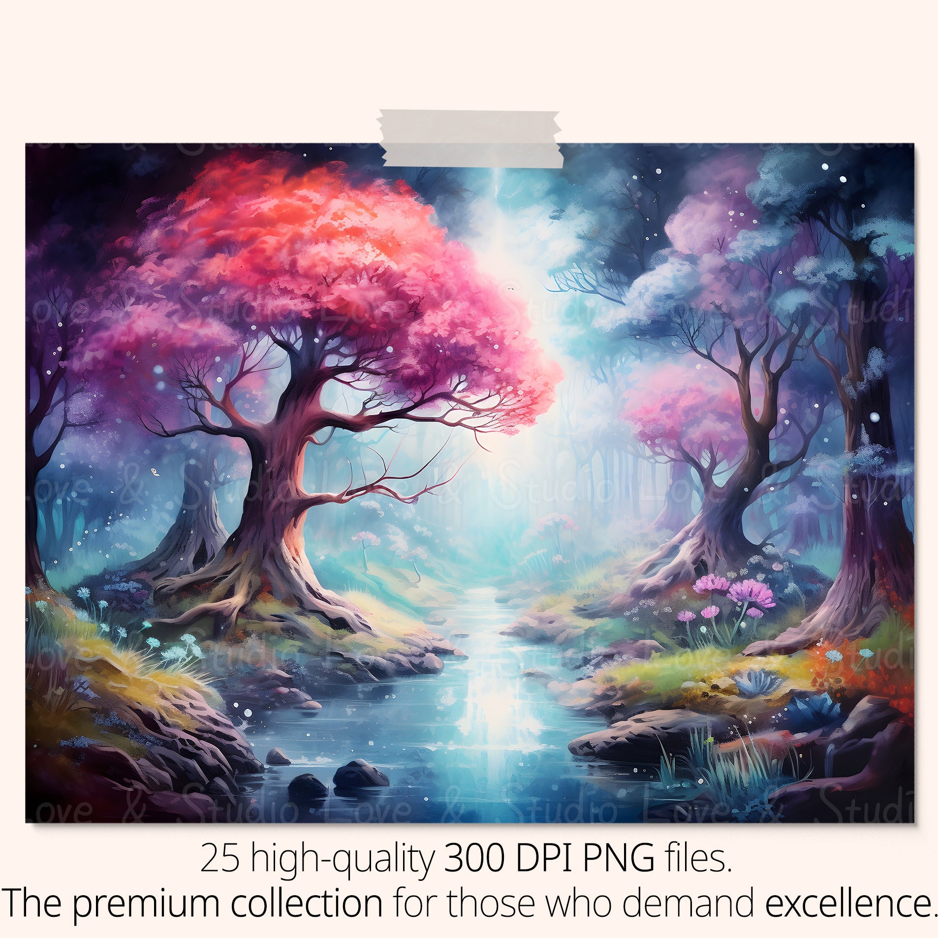 25 Enchanted Pastel Mysterious Forest Digital Paper, Soft Pastel Shade ...
