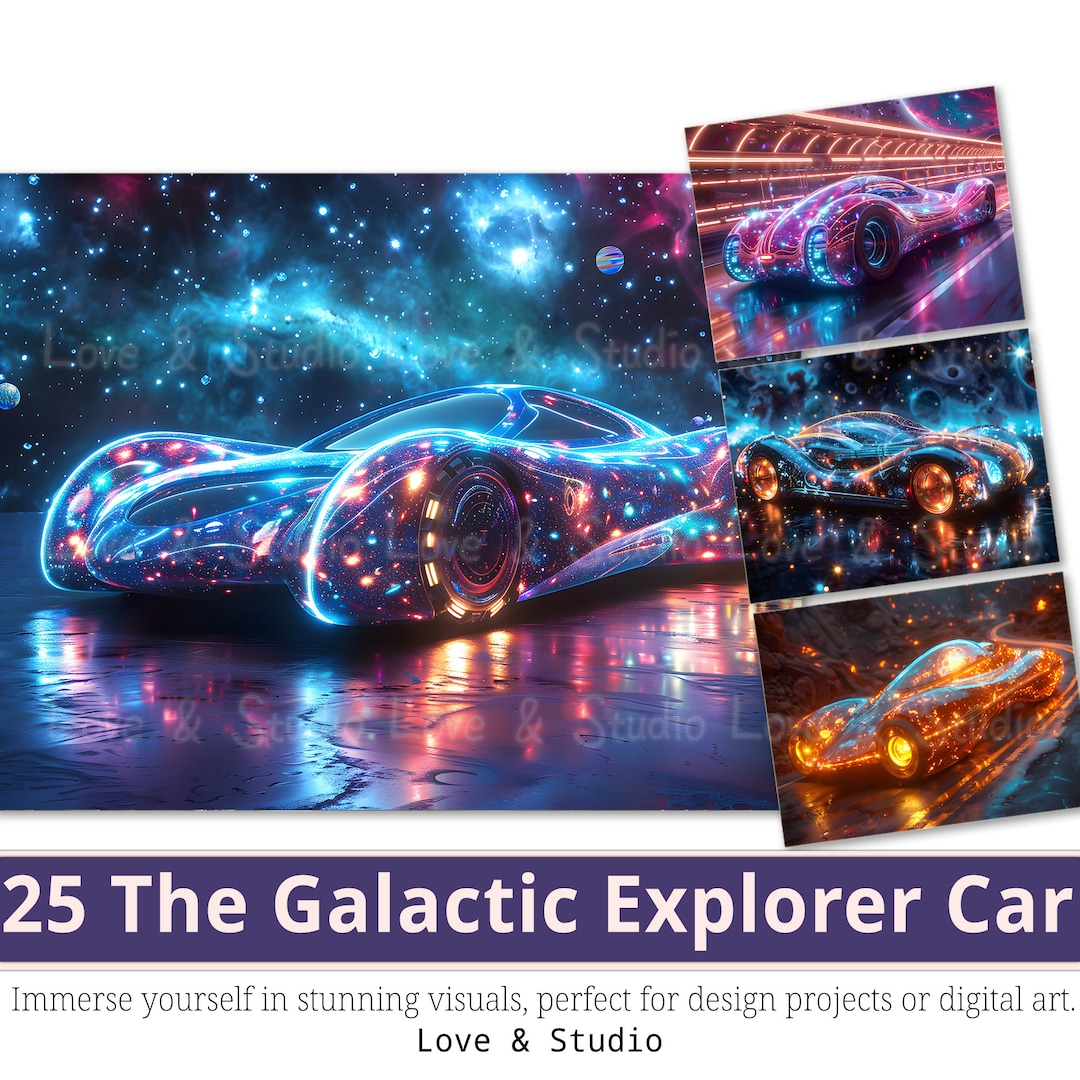 25 the Galactic Explorer Car Digital Paper, Printable Adventure Vehicle ...
