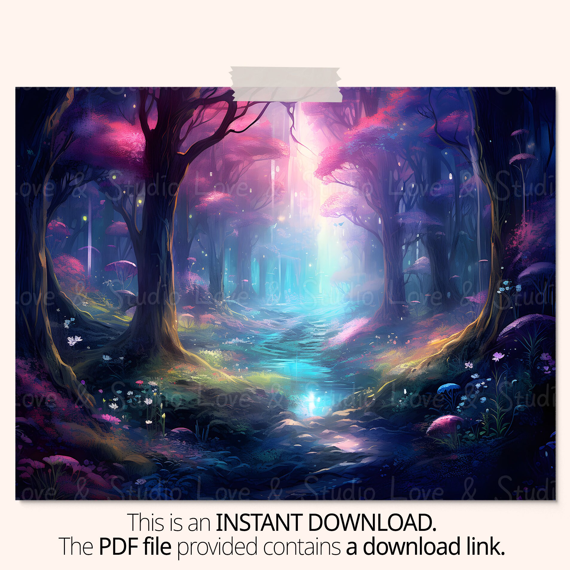 25 Enchanted Pastel Mysterious Forest Digital Paper, Soft Pastel Shade ...