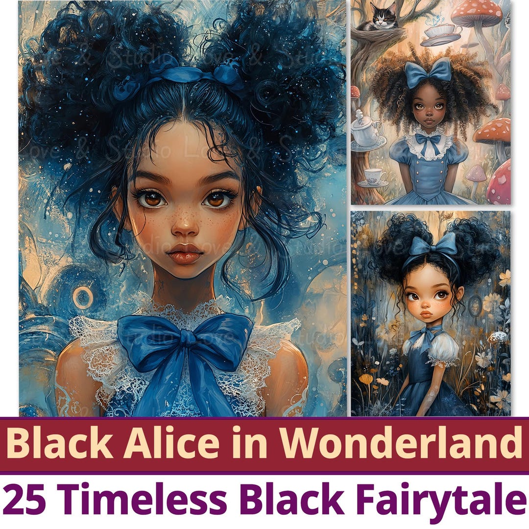25 Black Alice in Wonderland Digital Paper, Timeless Black Fairytales ...