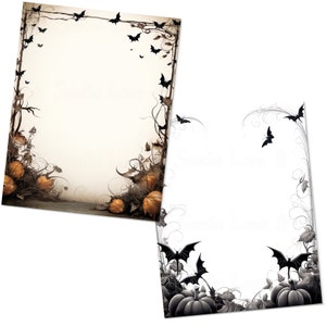 25 Pumpkins and Bats Printable Letter Paper, Halloween Page Border ...