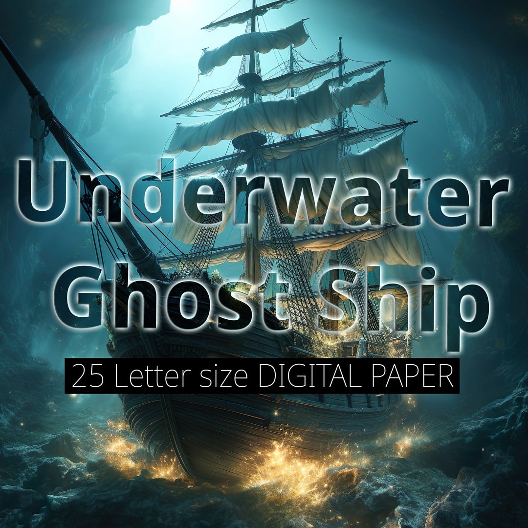 25 Underwater Ghost Ship Digital Paper, Printable Halloween Party ...
