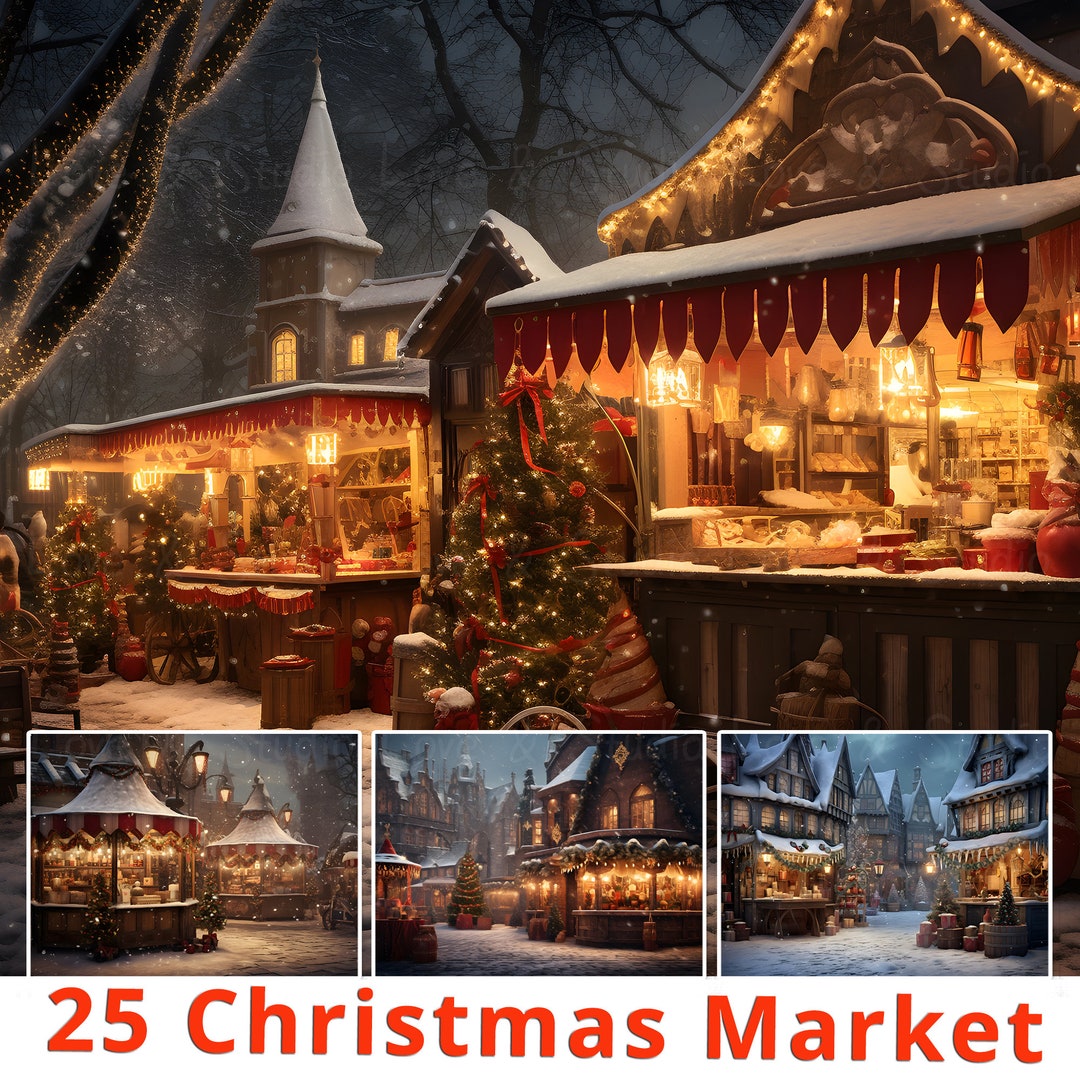 25 Established Christmas Market Digital Paper. Amazing Holiday ...