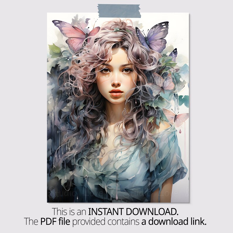 25 Watercolor Fairy Digital Paper, Printable Fantasy Background ...