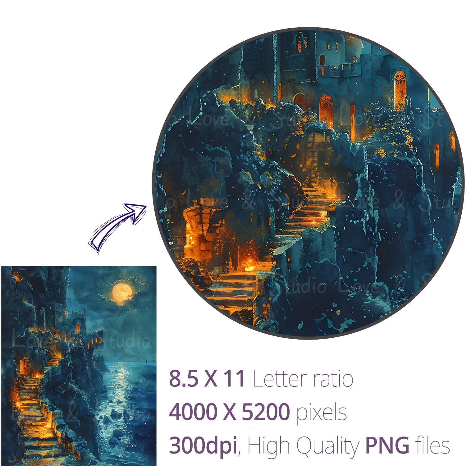 25 Phantasmal Underwater Ruin Digital Paper, Dark Fantasy Backdrop ...