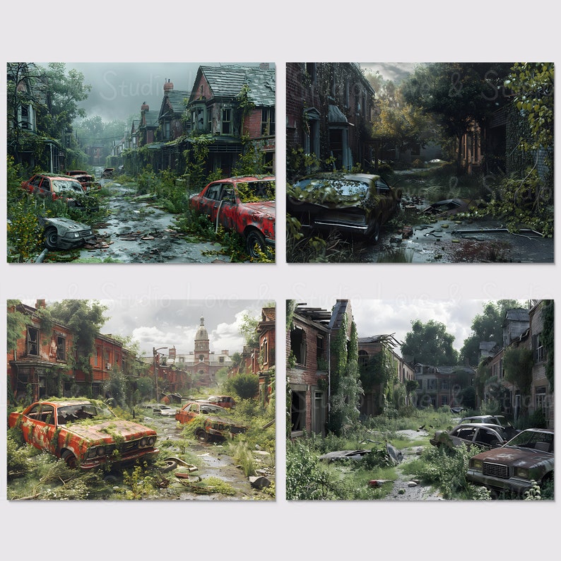 25 Zombie Apocalypse Digital Paper, A Dystopian, Post Apocalyptic World ...