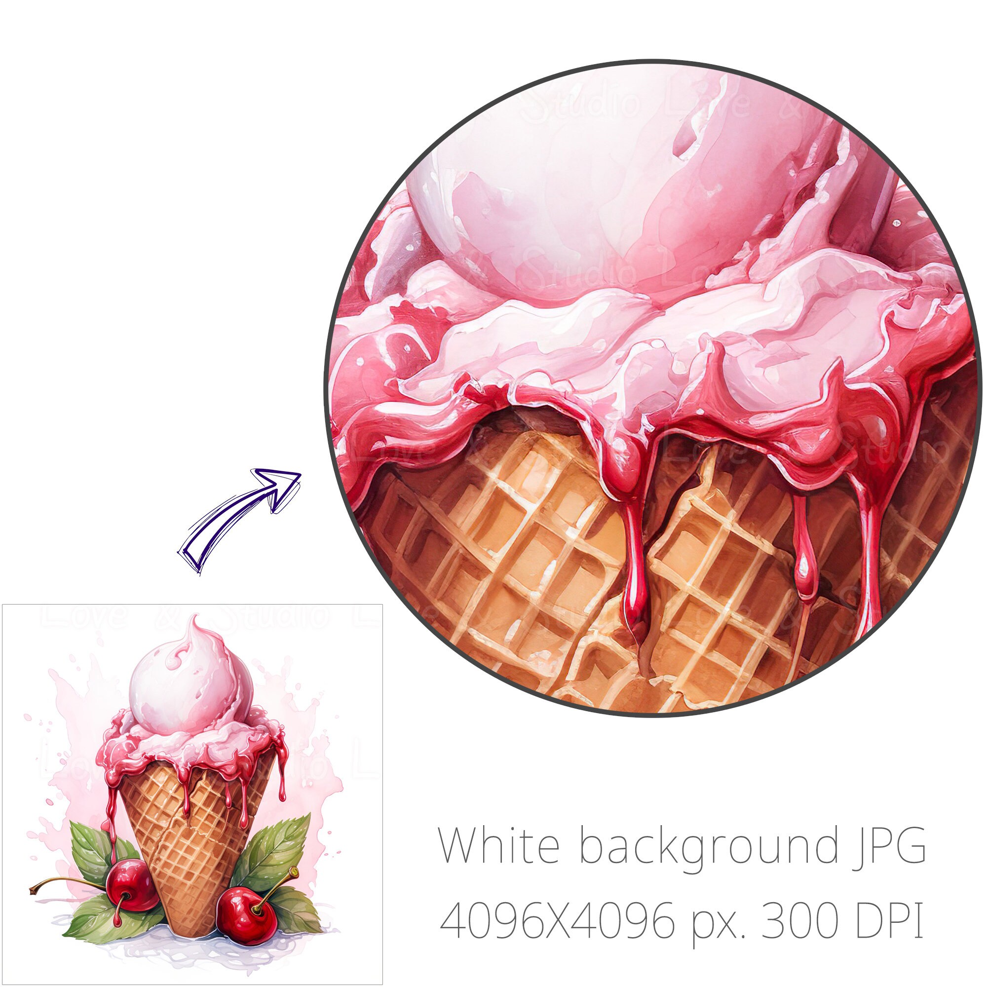 25 Sweet Ice Cream Watercolor Clipart, Summer Theme Design Frozen ...