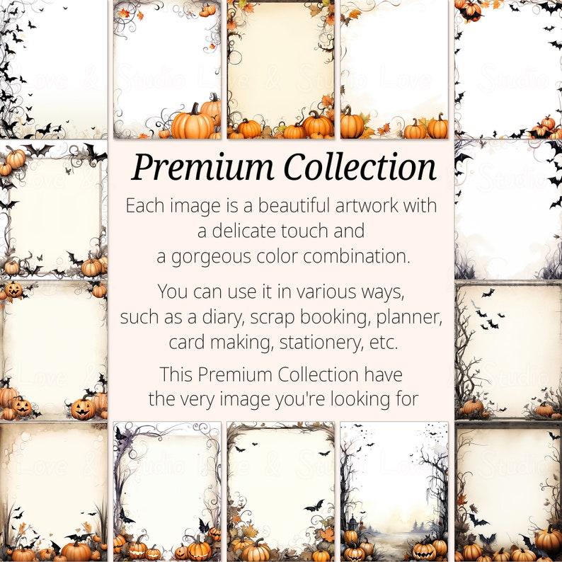 25 Pumpkins and Bats Printable Letter Paper, Halloween Page Border ...
