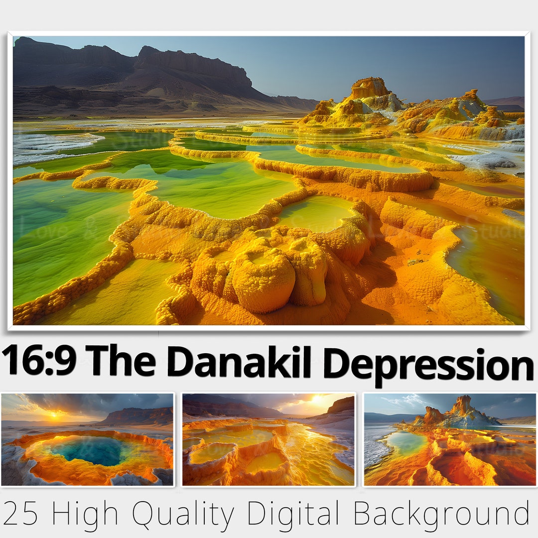 16:9 the Danakil Depression Digital Background. Printable Landscape Art ...