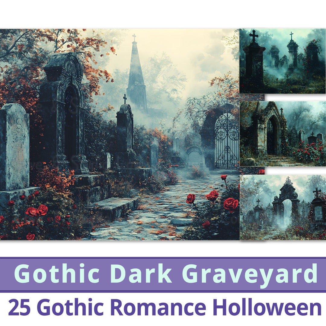 25 Gothic Dark Graveyard Digital Paper, Printable Gothic Romance ...