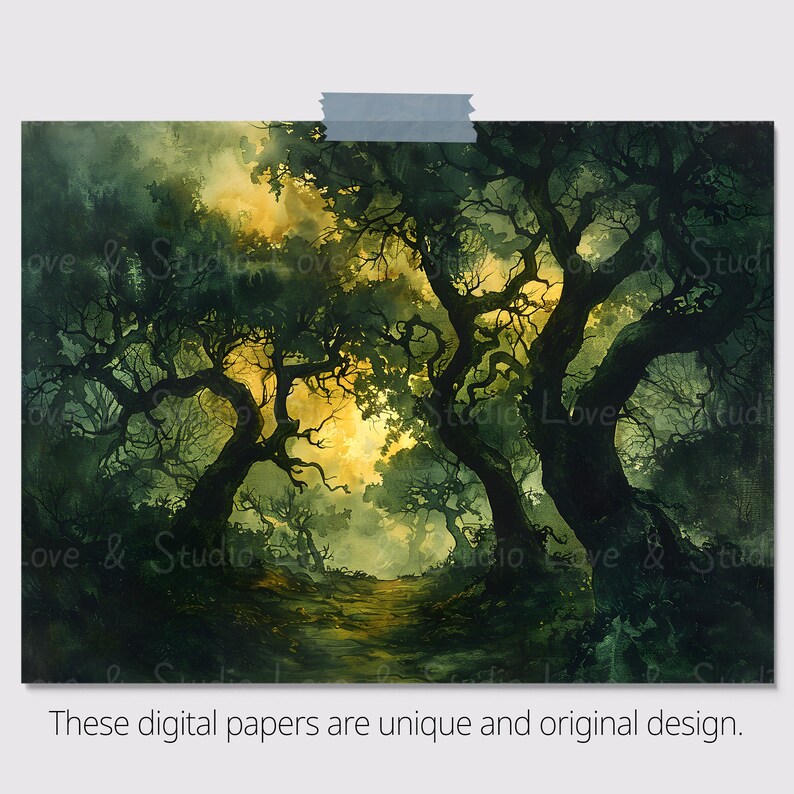 25 the Blighted Forest Digital Paper, Printable Dark Fantasy Background ...