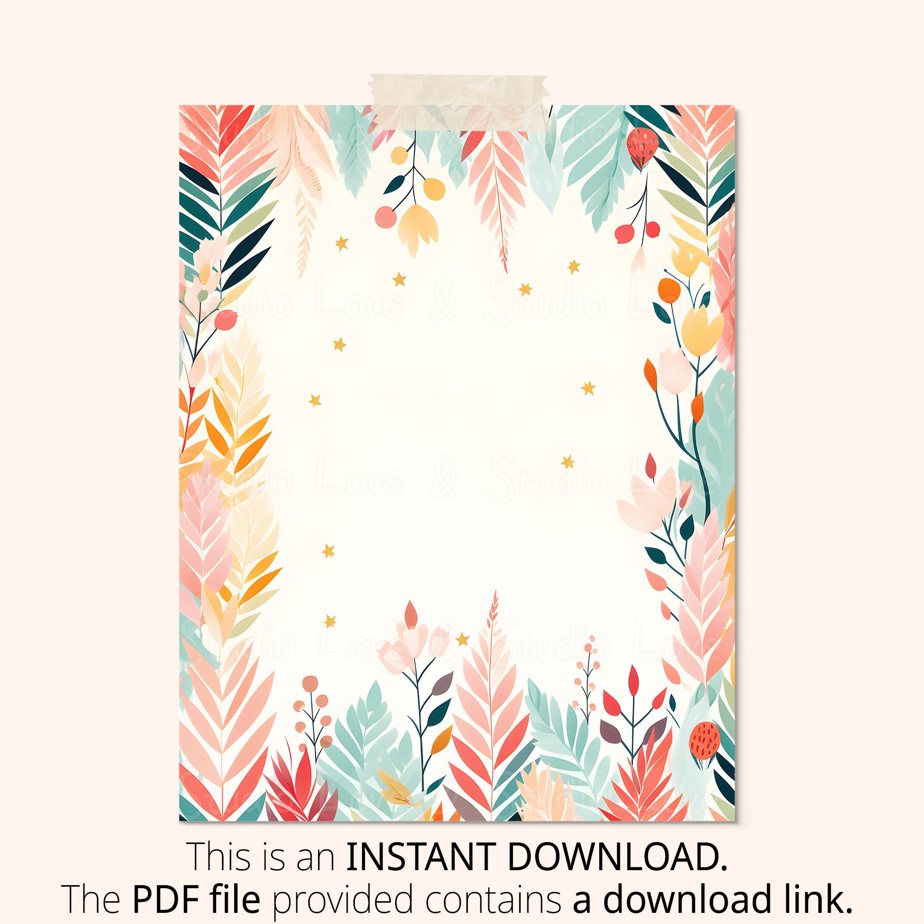 25 Wavy Line Printable Love Letter Paper Boho Style Line Art - Etsy